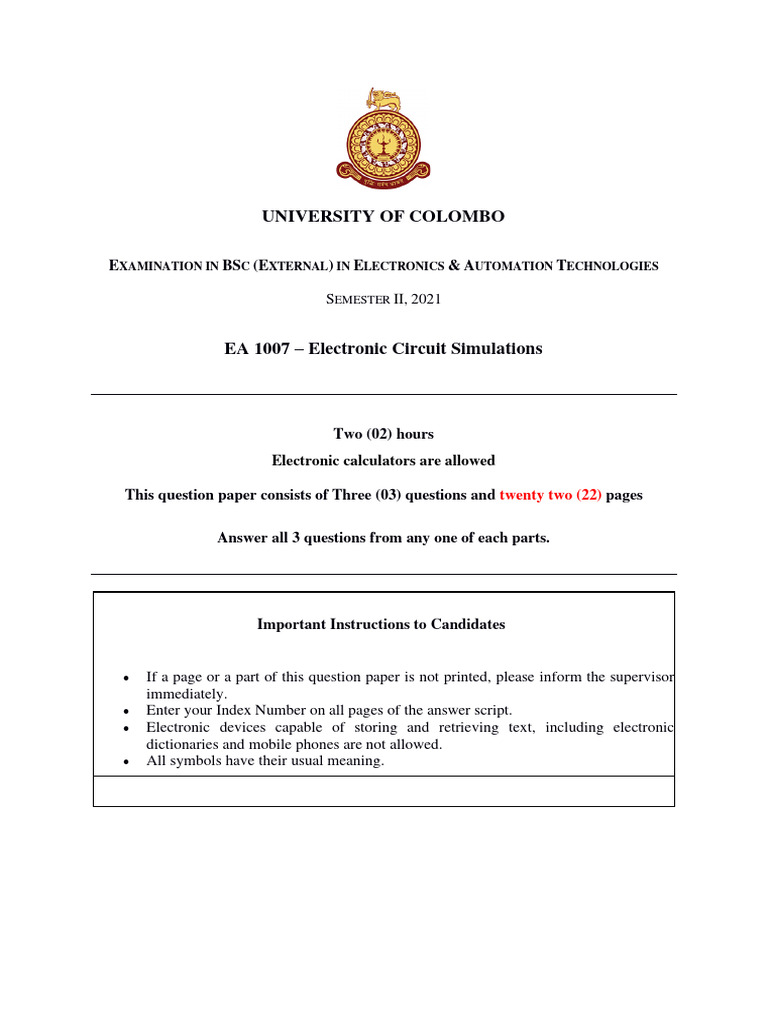 Questions Paper 2021 | PDF | Bandwidth (Signal Processing) | Electronic ...