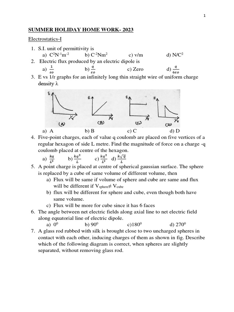 Physics - XII (Holiday Home Work) | Download Free PDF | Capacitor | Physics