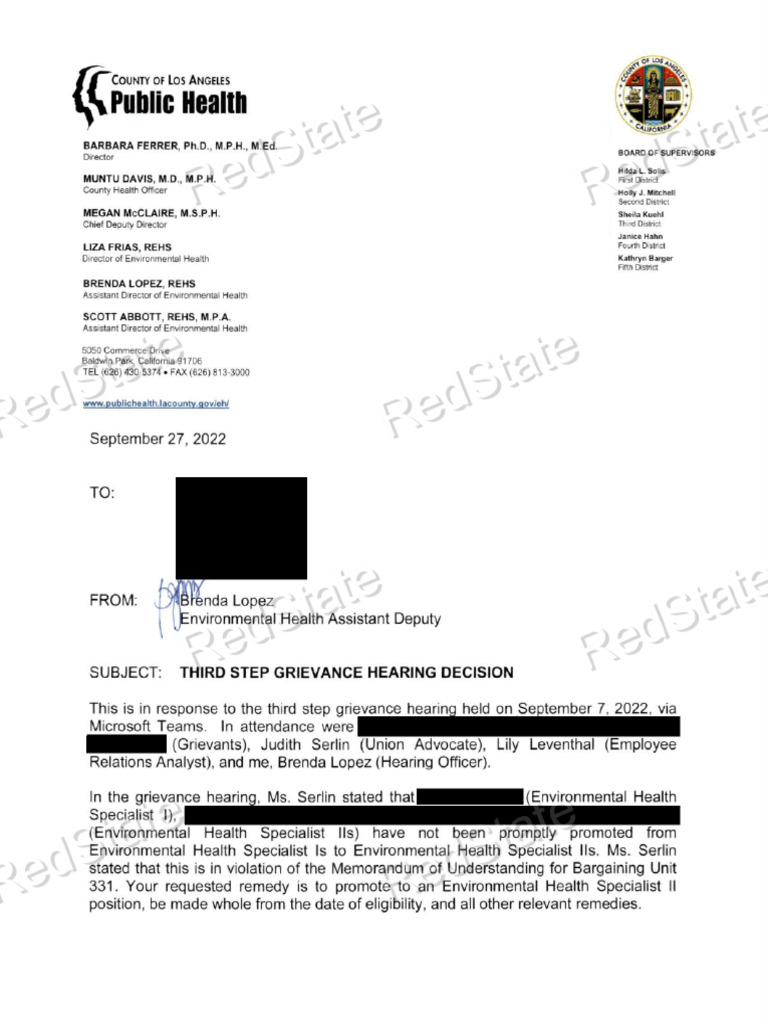 LA County Dept of Public Health EHS Group Step 3 Memo - Redacted | PDF