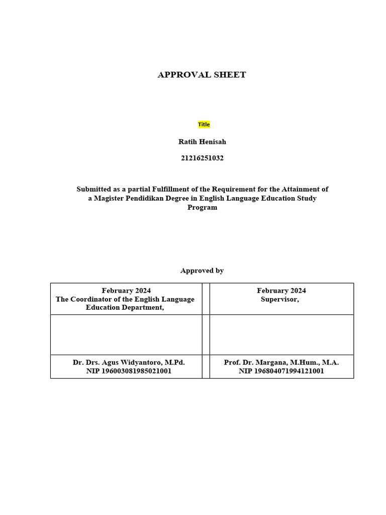 Approval Sheet | PDF