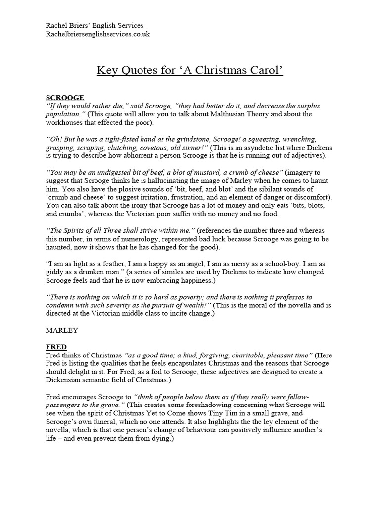 Key Quotes from A Christmas Carol | PDF | Ebenezer Scrooge | Tiny Tim ...
