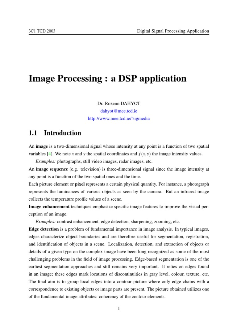 DSP in Image Processing | PDF | Image Segmentation | Digital Signal ...
