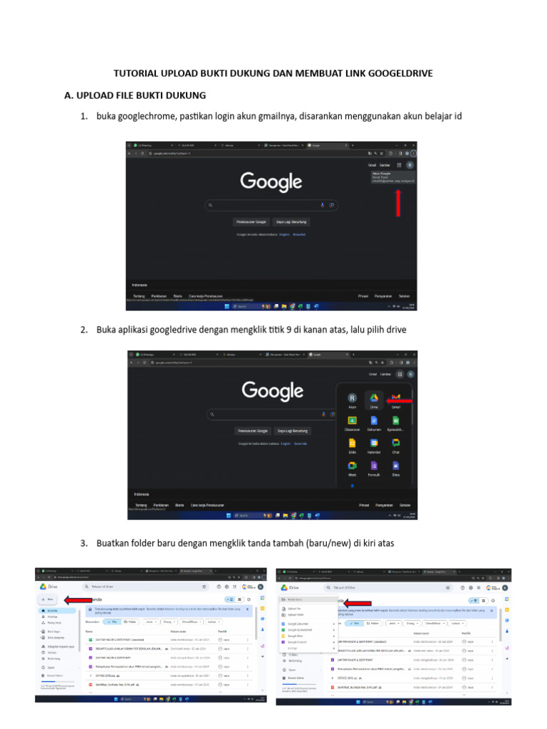 Tutorial Upload File Dan Mendapatkan Link Googledrive Bukti Dukung Skp2023 | PDF