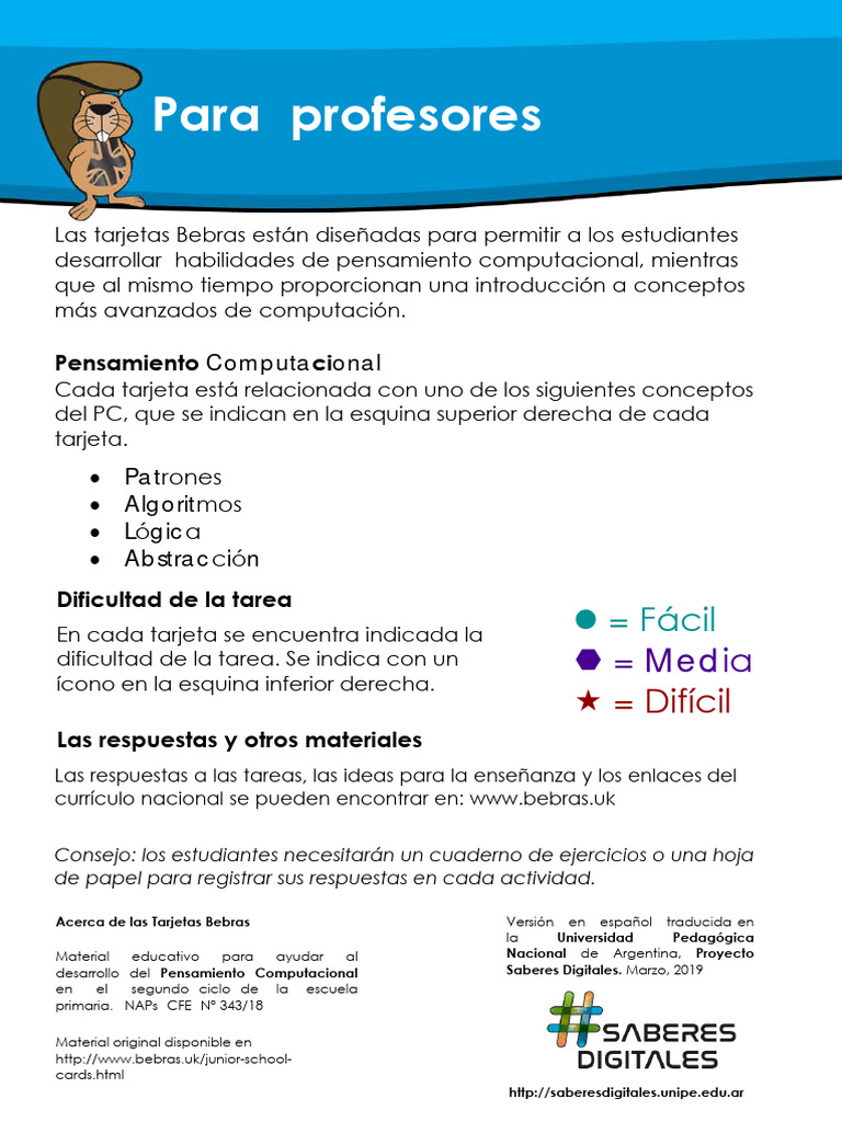 Tarjetas Bebras v2 | PDF