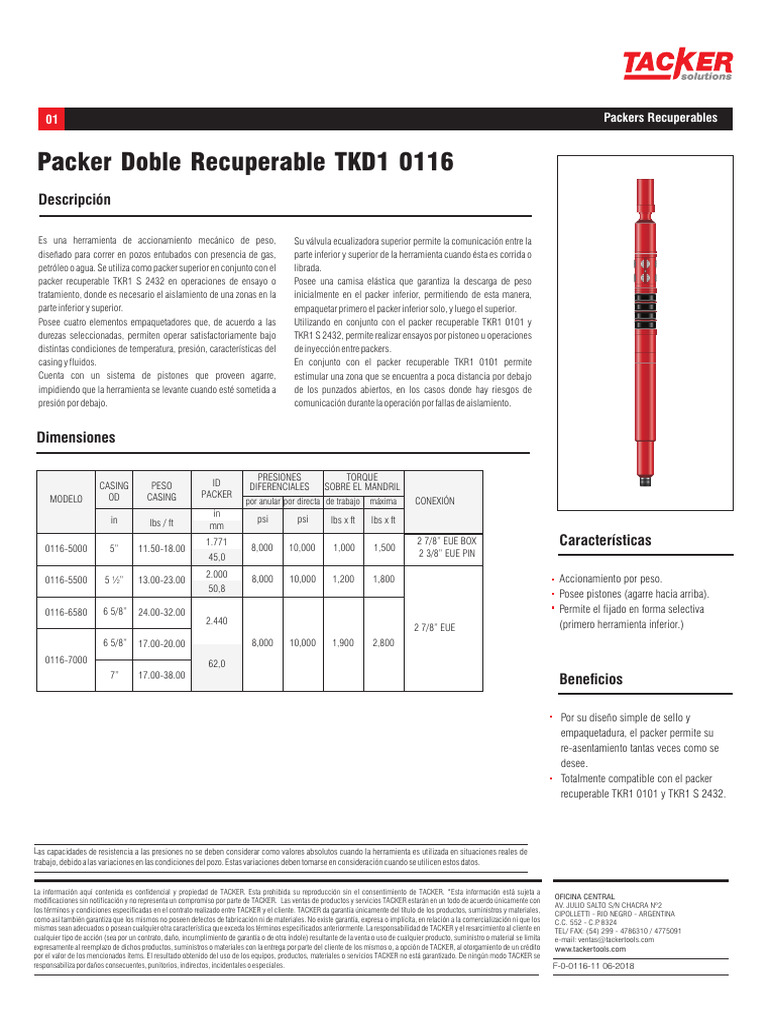 Packer Doble Recuperable TKD1 0116 | PDF