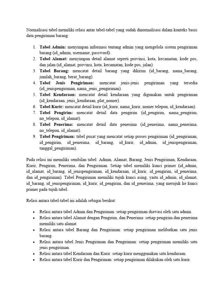 Relasi Tabel Pengiriman Barang | PDF | Metode & Bahan Ajar