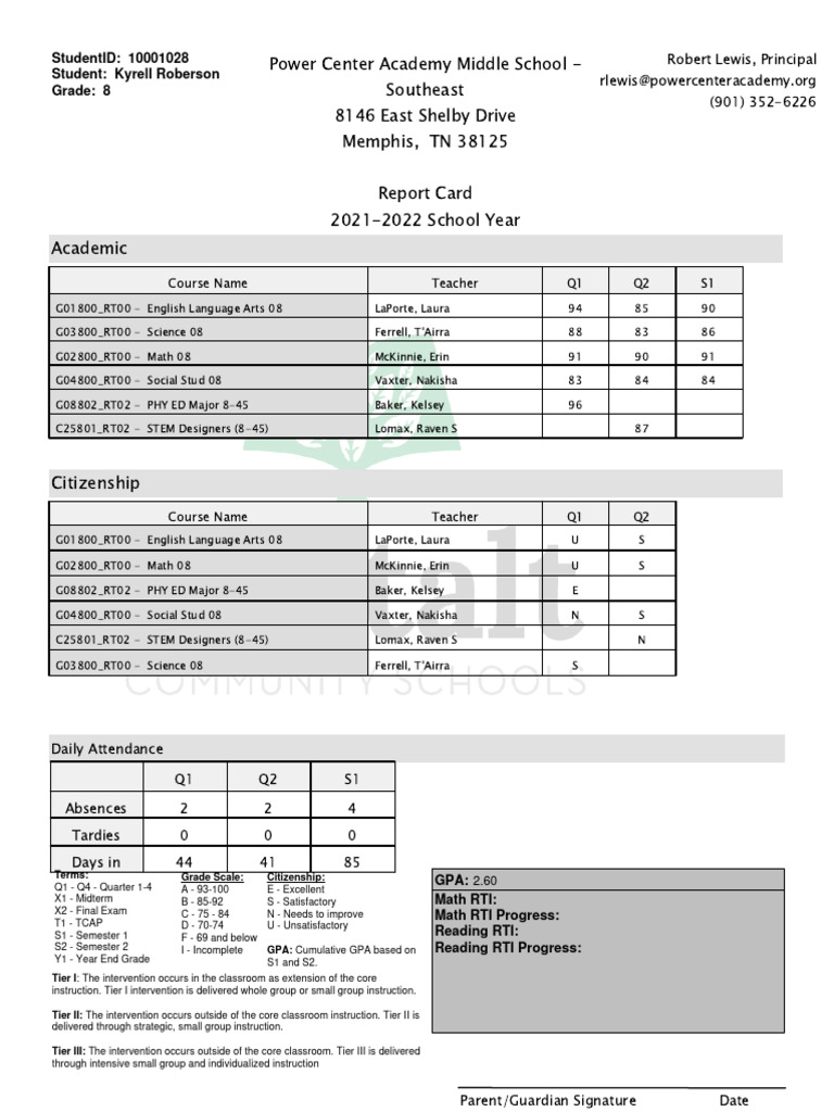 MSSE Report Cards | PDF