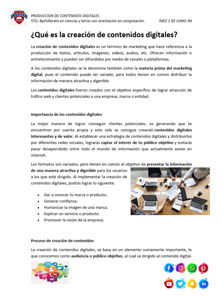 Produccion de Contenidos Digitales Ined 2 de Junio 2024 | PDF
