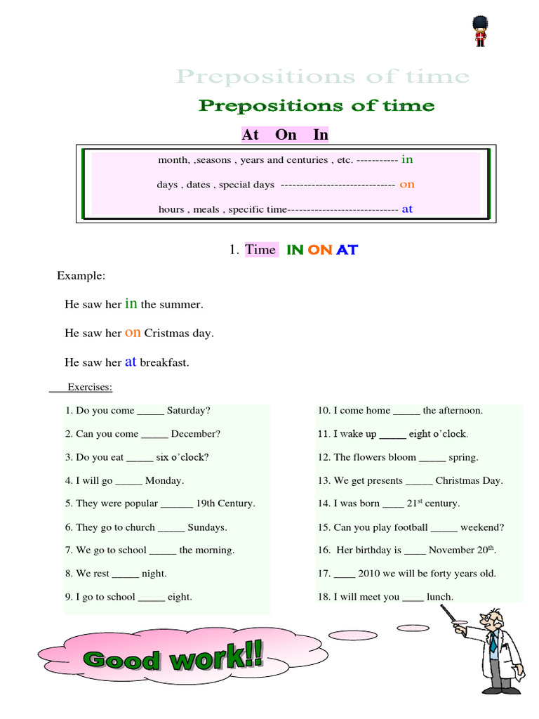 Prepositions of Time (In, On, At) | PDF