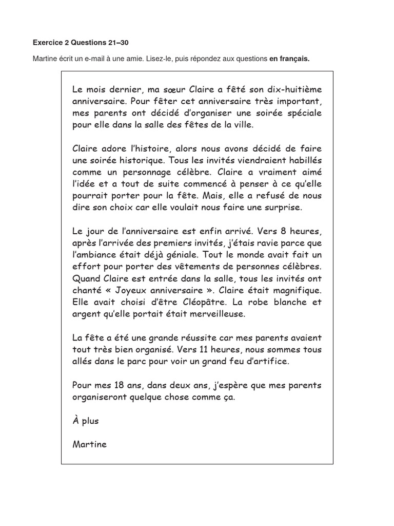 Fête d'anniversaire historique de Claire | PDF