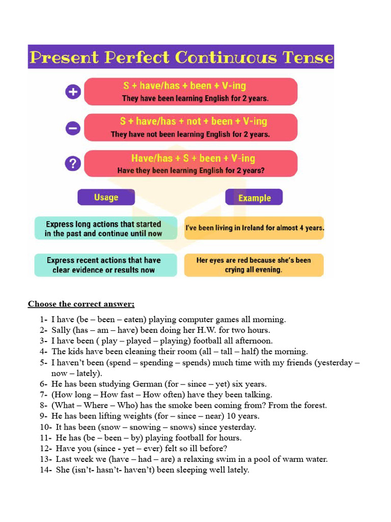 Present Perfect Continuous | PDF