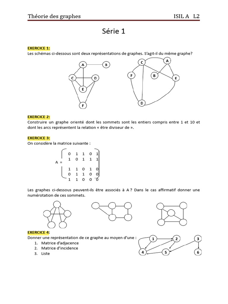 Exercices sur la théorie des graphes | PDF