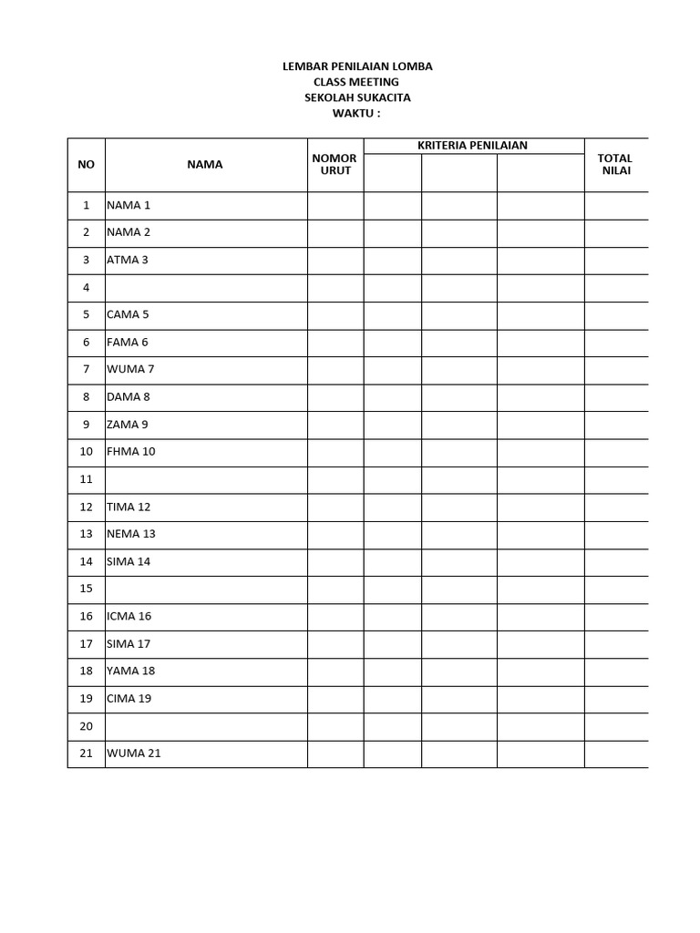 Lembar Penilaian Lomba Pidato Pdf