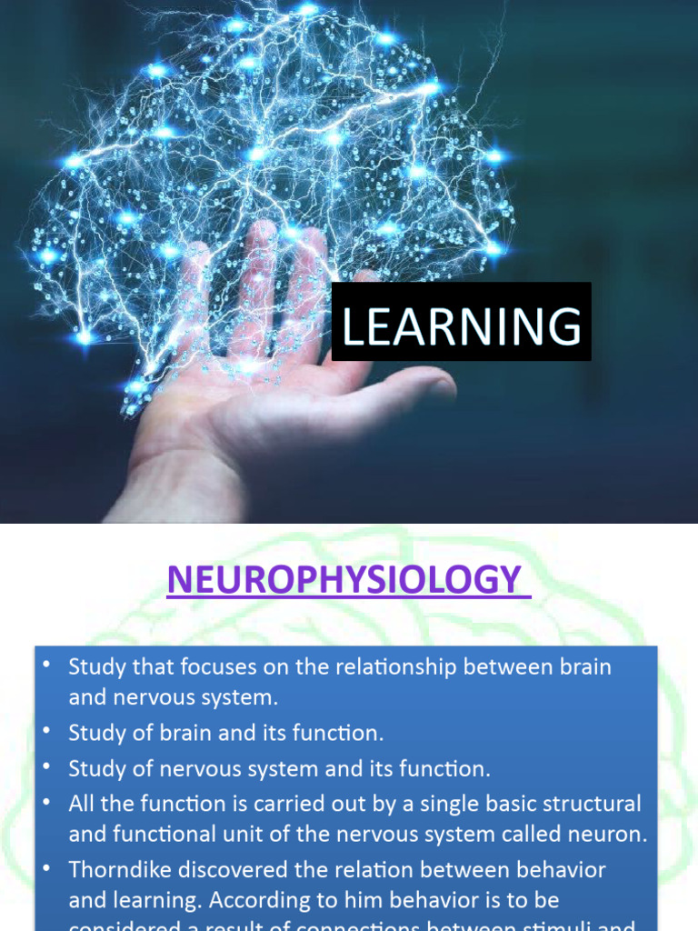 Neurophysiology of Learning | PDF | Neuron | Inhibitory Postsynaptic Potential