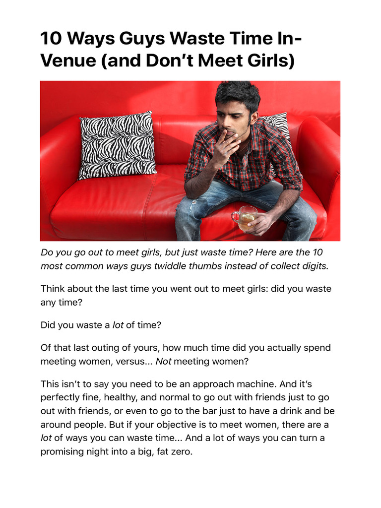 10 Ways Guys Waste Time In-Venue (And Don't Meet Girls) | PDF | Self ...