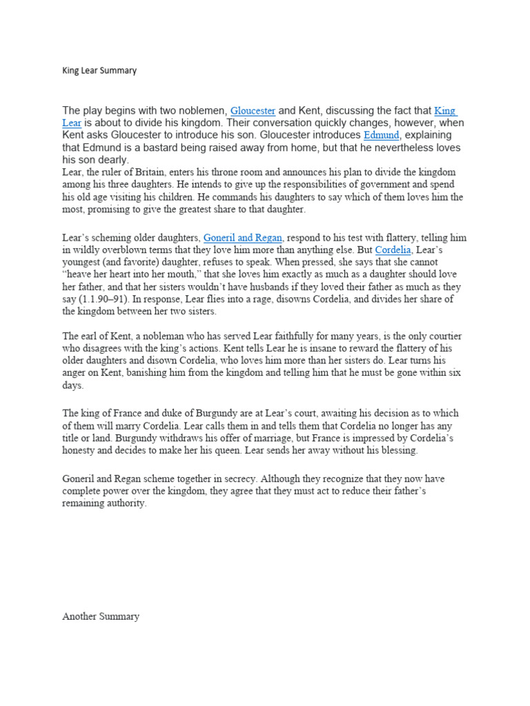 King Lear Summary | PDF