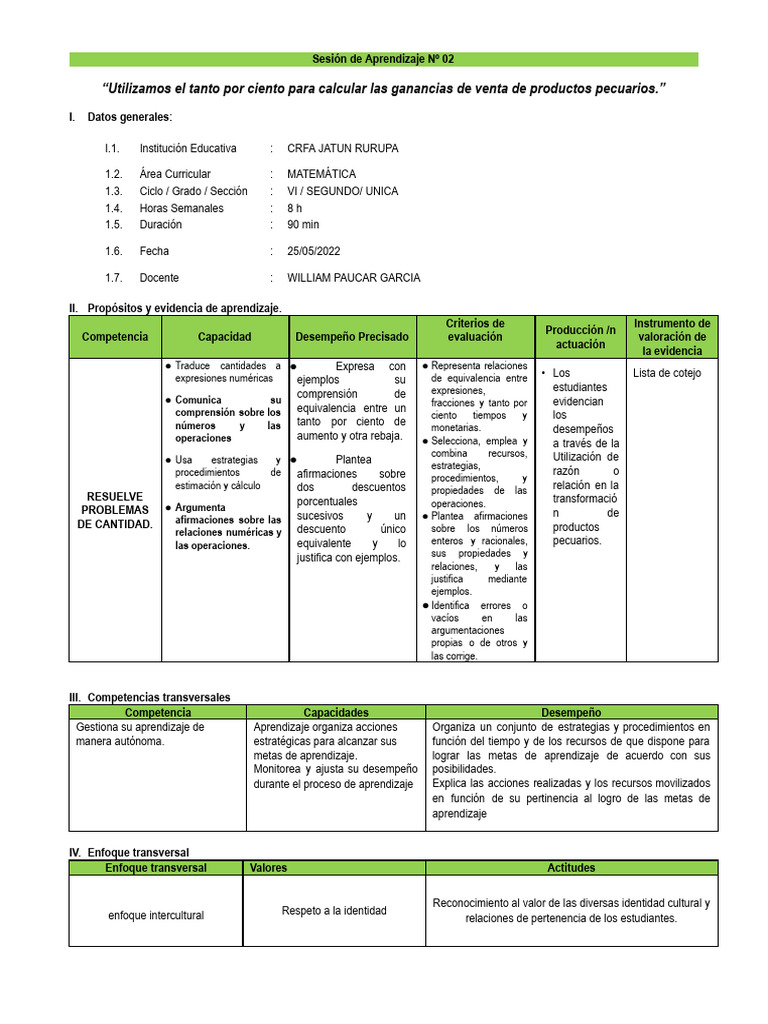 Sesion 02 Mat. 2° | PDF