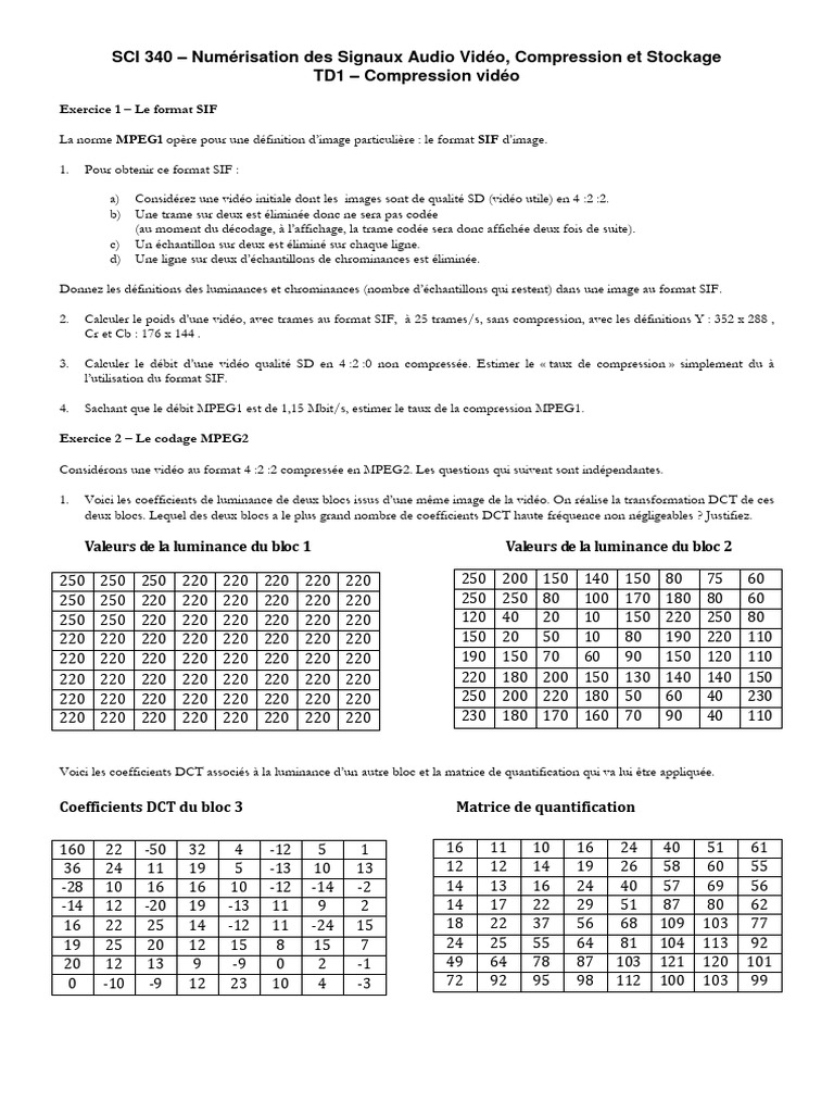 TD1 CompressionVideo | PDF