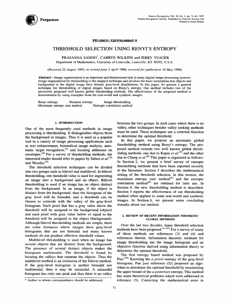 Renyi Entropy | PDF | Statistical Theory | Statistics