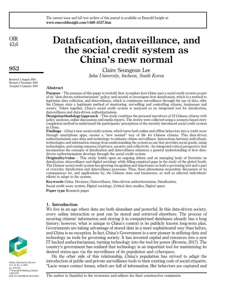 20.datafication, Dataveillance, A | PDF