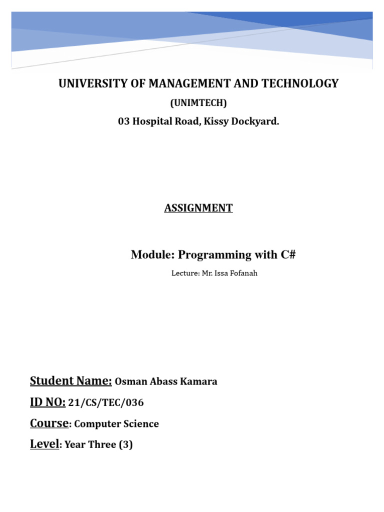 Assigment C Download Free Pdf Class Computer Programming Object Computer Science