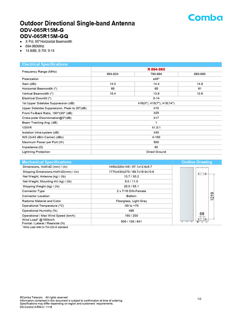 Odv-065r15m-Gq DS 3-RM-3 | PDF | Decibel | Antenna (Radio)