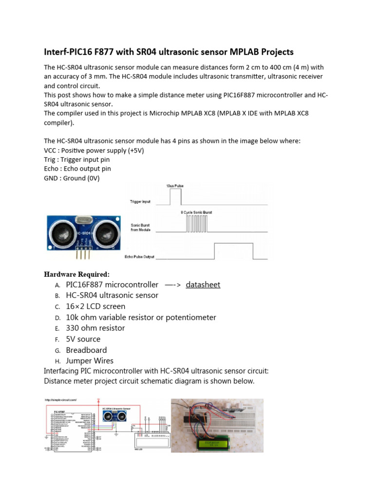 PIC16F887 and HC SR04 Ultrasonic Sensor | PDF