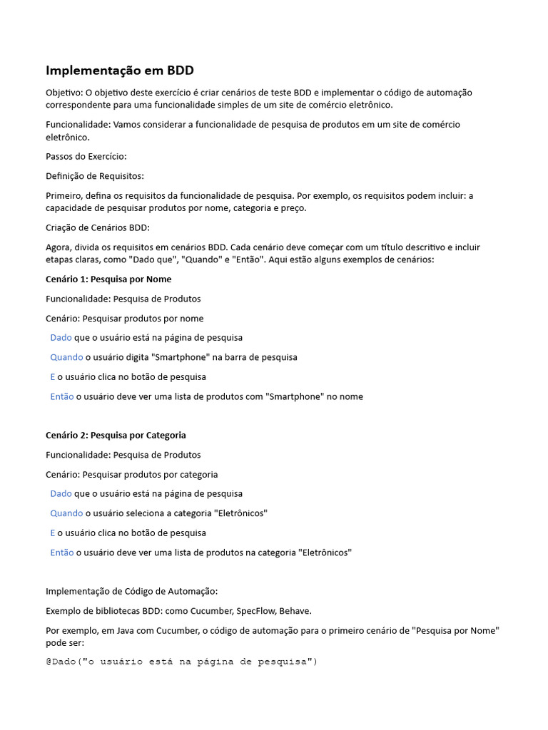 Exemplo Aplicacao BDD | PDF