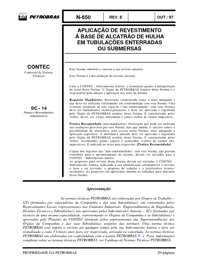 N-650 Aplicação de Revestimento À Base de Alcatrão de Hulha em ...