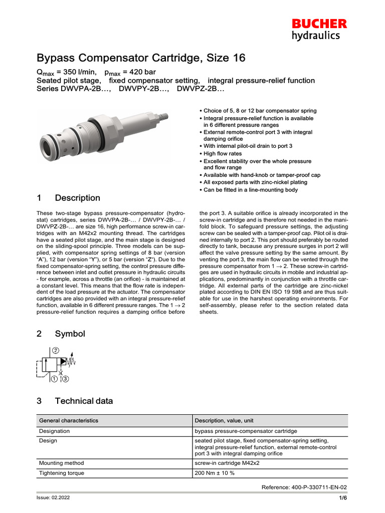 Hydraulic Compensator Cartridge Guide | PDF