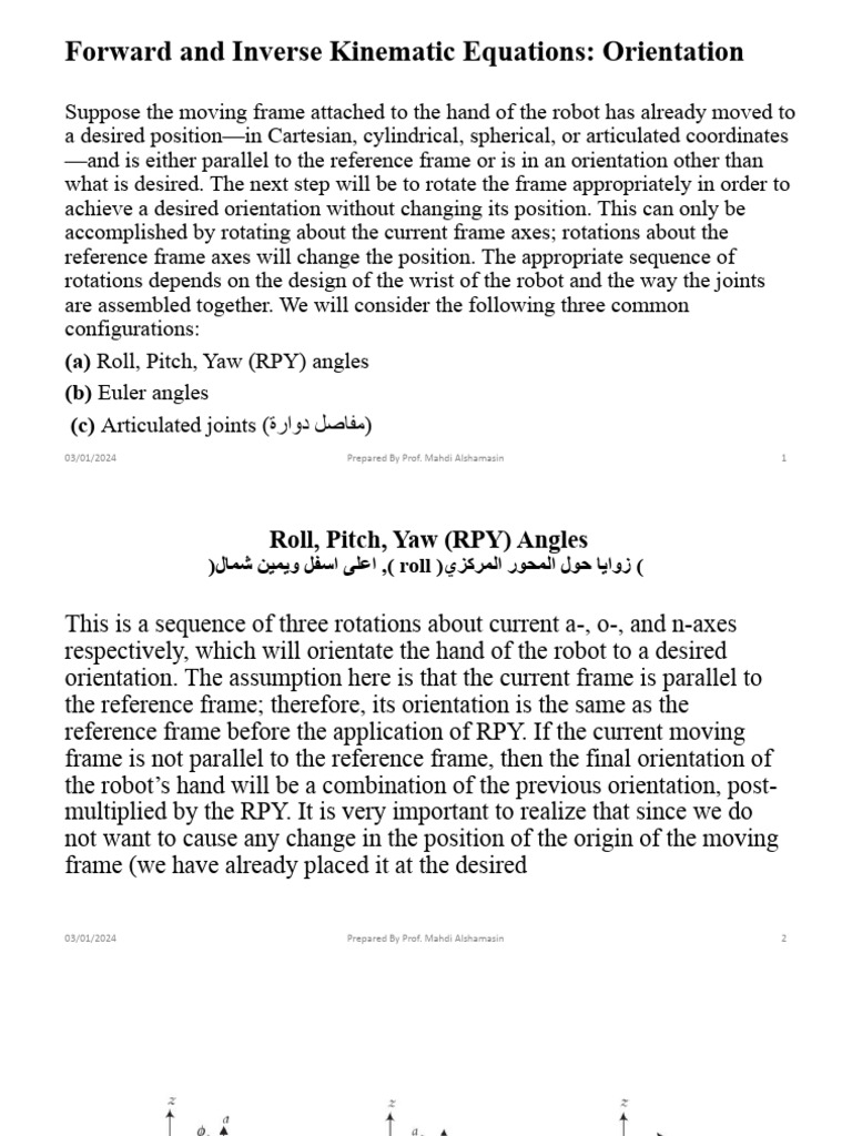 Chapter 5A Forward and Inverse Kinematics | PDF | Cartesian Coordinate ...