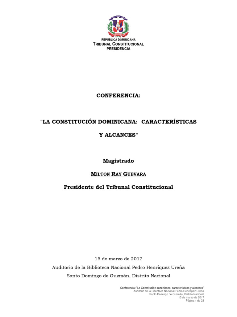 La Constitución Dominicana Características Y Alcances Mag Guevara