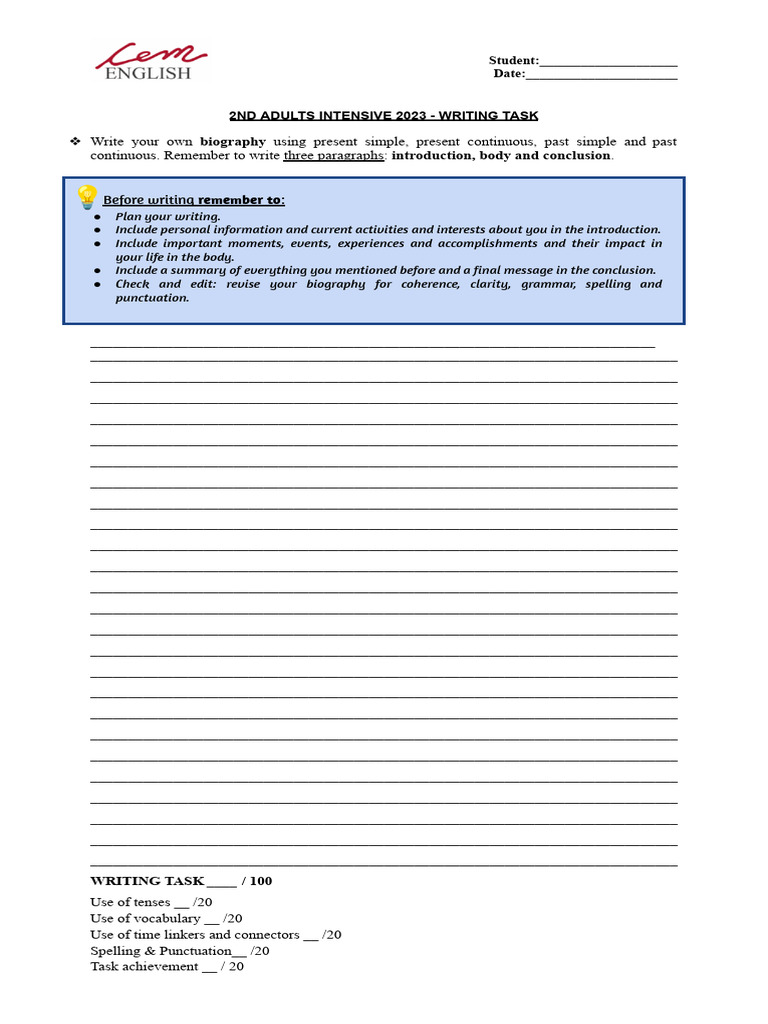Biography Writing Task Guidelines | PDF | Career & Growth
