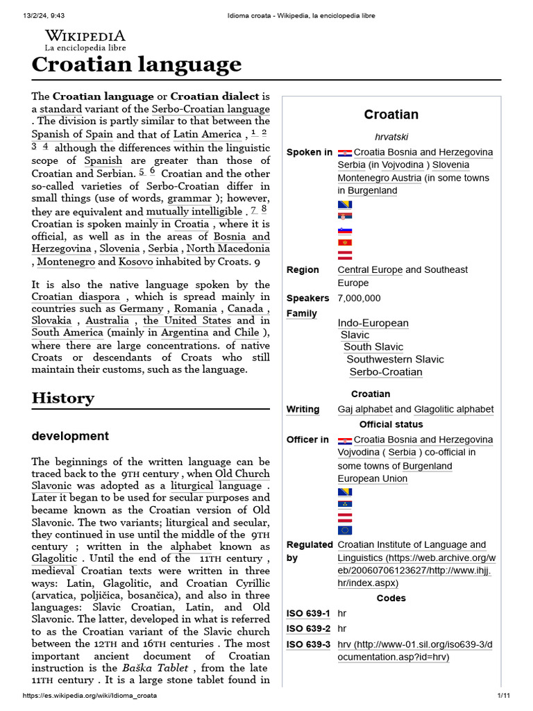 Idioma Croata - Wikipedia, La Enciclopedia Libre | PDF | Linguistics ...
