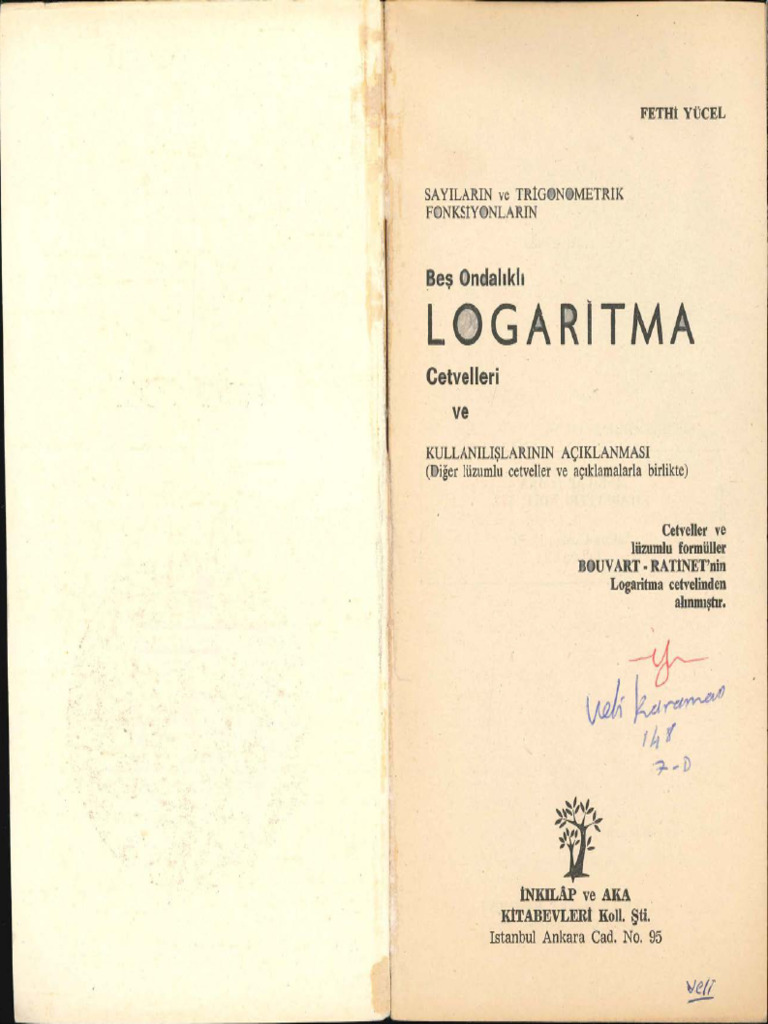 11 Lise 3 Sinif Bes Ondalikli Logaritma Fethi Yucel 1978 | PDF