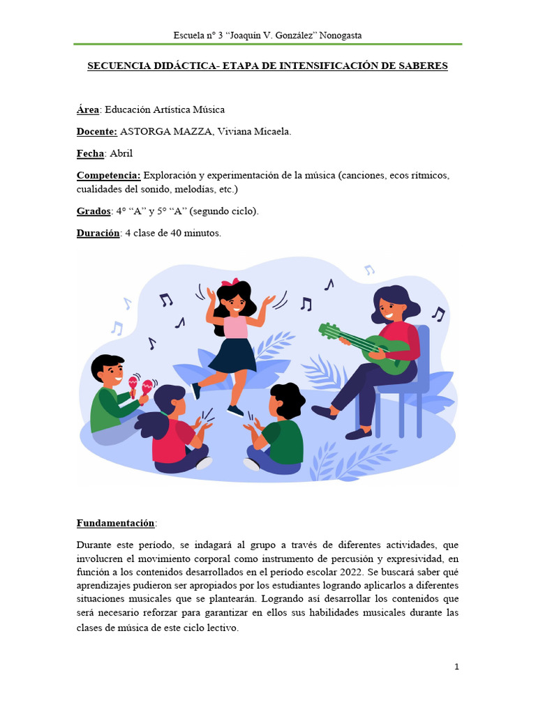 Secuencia Intensificacion Segundo Ciclo | PDF | Canciones | Ritmo