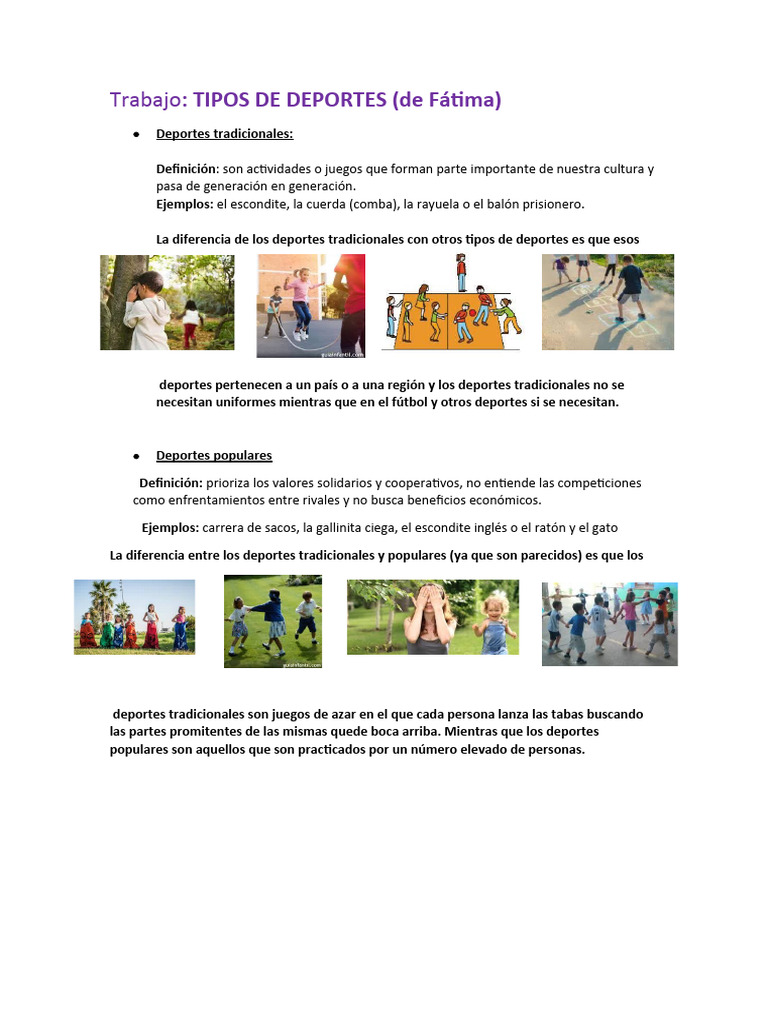 Tipos de Deportes y sus Características | PDF | Deportes y actividades ...