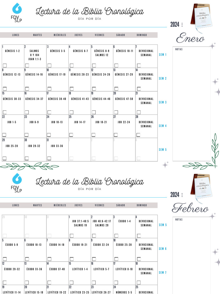 Calendario Lectura Biblia Cronológica 2024 | PDF | El antiguo Israel y ...
