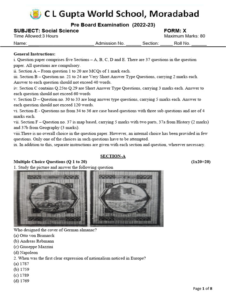 Class X Sample Paper | PDF | Loans | Credit