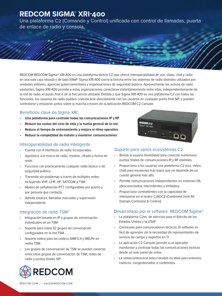 REDCOM Sigma XRI | PDF | Radio | Hardware de la computadora