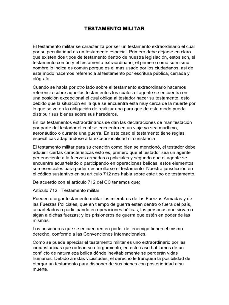 Testamento Militar En México: Concepto Y Procedimiento – PWPK