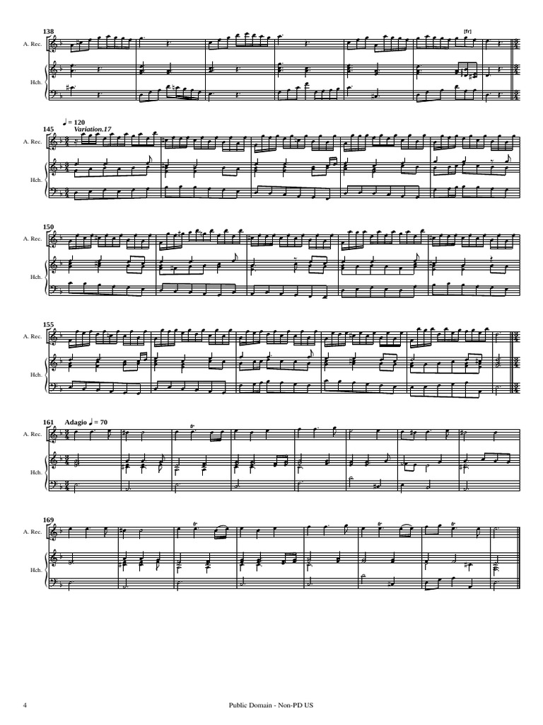 Variations On La Follia From "Recorder Sonata No.12 For Recorder and Basso Continuo, Op.3 "4 | PDF