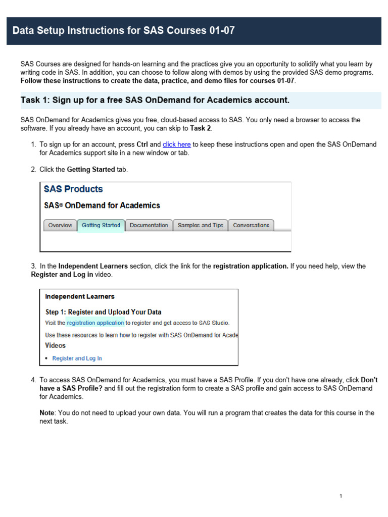 SAS Course Data Setup Guide | PDF | Computer File | Sas (Software)