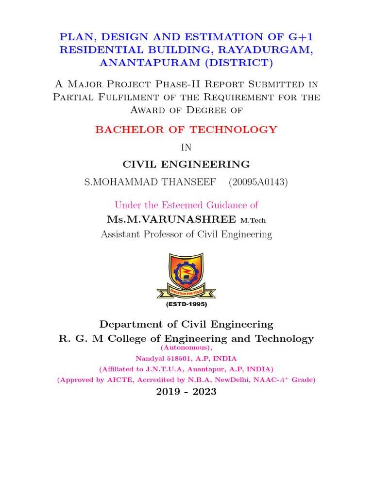 Detailed Estimation of G+1 Building | PDF | Column | Foundation (Engineering)