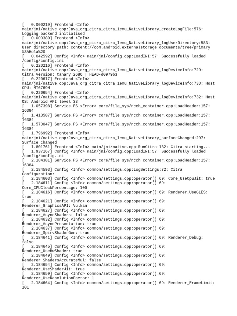 Citra Log | PDF | System Software | Software Industry
