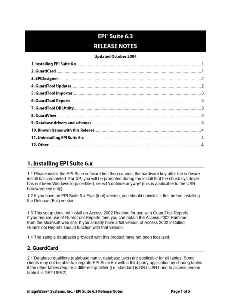 EPI Suite Release Notes | PDF | Microsoft Excel | Databases