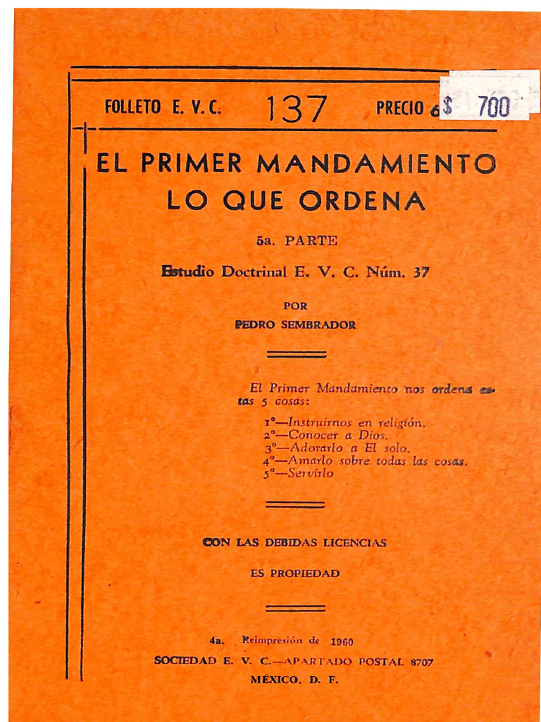 E.V.C. - 137 - Lo Que Ordena El Primer Mandamiento | PDF