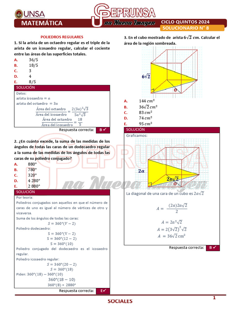 S8 (S) Matematica Ciclo Quintos 2024 | PDF