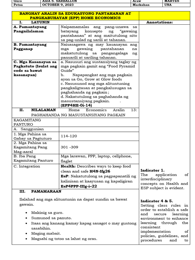 LP EPP 4 With Annotations | PDF