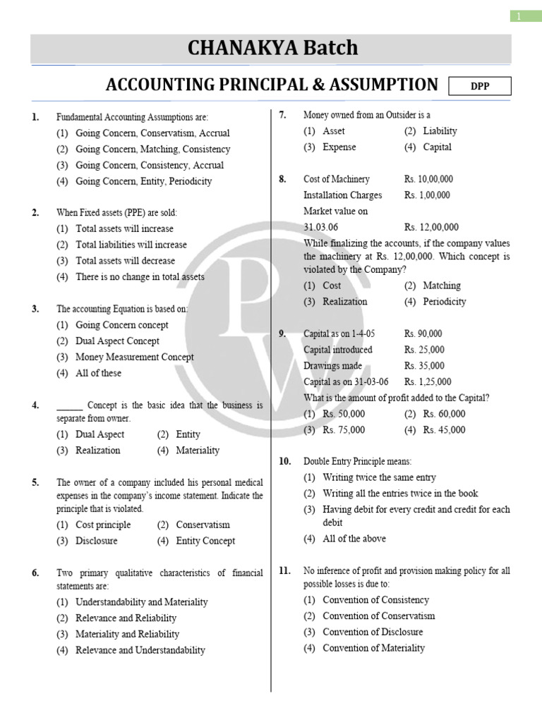 Accounting Principle & Assumption - DPP | PDF | Going Concern | Debits ...